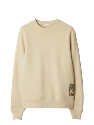 Burberry Check-patch Cotton Sweatshirt - Neutrals