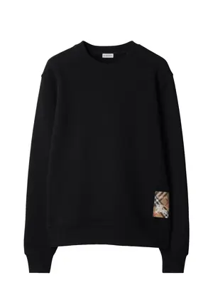 Burberry Check-patch Cotton Sweatshirt - Black