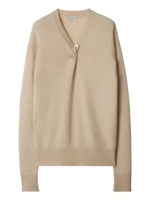 Burberry Cashmere V-neck Sweater - Neutrals