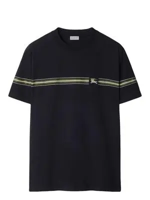 Burberry Striped Cotton T-shirt - Blue