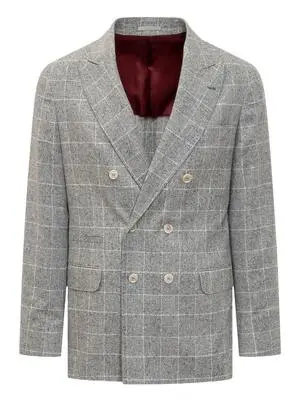 Brunello Cucinelli Checked Blazer - Grey