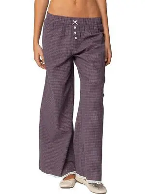 EDIKTED Dakota Plaid Pants - Navy