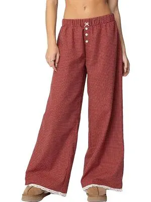 EDIKTED Dakota Plaid Pants - Red