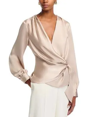 Aqua Faux Wrap Top - Champagne