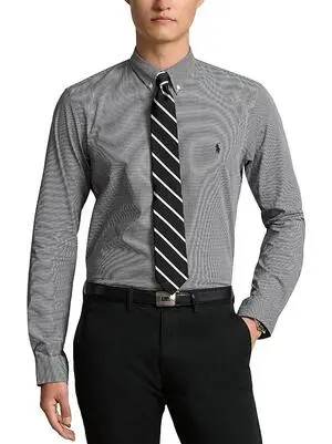 Polo Ralph Lauren Slim Fit Long Sleeve Poplin Button Down Shirt Black Pattern