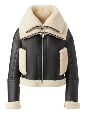 Mackage Penelopa Sheepskin Jacket With Double Collar - Chocolate