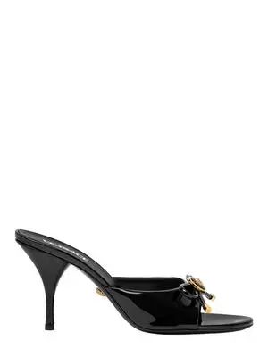 Versace Opera Bow Patent Mules 85 Mm - Black+gold