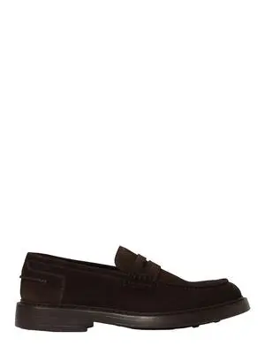 DOUCAL'S Doucal's Suede Calfskin Penny Loafers With Rubber Sole Dark