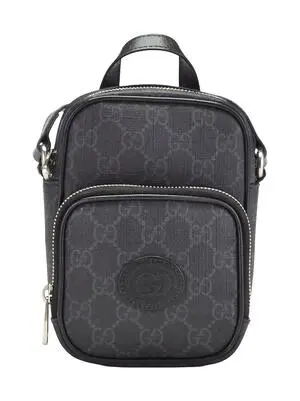 Gucci Gg Supreme Canvas Interlocking Gg Crossbody - Black