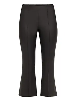 Vince Cropped Flare Leather Pants - Black