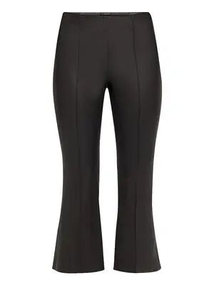 Vince Cropped Flare Leather Pants - Black