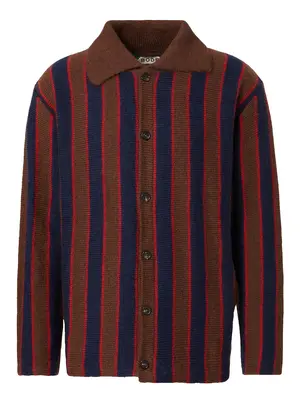 BODE Striped Mohair-Blend Cardigan Brown