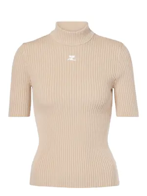 COURREGES Courrèges Reedition Ribbed-knit Top - Brown