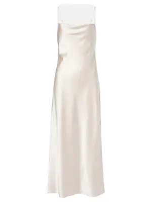 Dorothee Schumacher Sense Of Shine Draped Silk-blend Slip Dress - White
