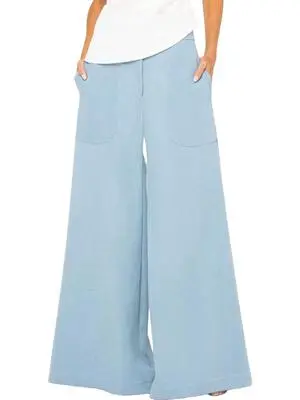 JBQ Oslo Chambray Wide-leg Pants - Sky