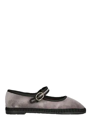 FLABELUS Brida Cotton-velvet Ballet Flats - Grey/p.cmb