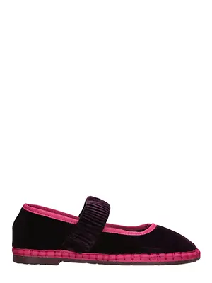 FLABELUS Mafalda Scrunched-strap Cotton-velvet Ballet Flats - Purple