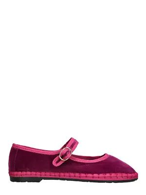FLABELUS Nomi Single-Strap Cotton Mary Jane Flats Fuchsia