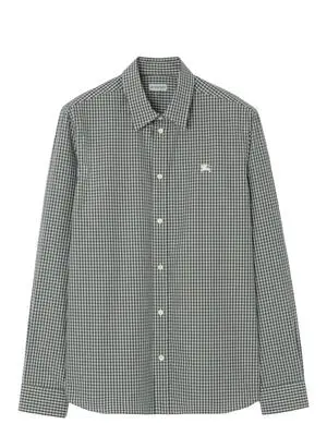 Burberry Relaxed Fit Check Cotton Shirt - Deep Green/white