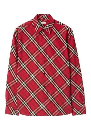 Burberry Relaxed Fit Check Cotton Shirt - Post Red