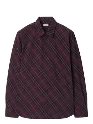 Burberry Relaxed Fit Check Cotton Shirt - Wine Red