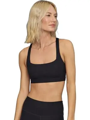 Carbon38 Racerback Bra In Ribbed Melt - Black