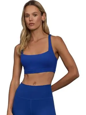 Carbon38 Racerback Bra In Ribbed Melt - Cobalt