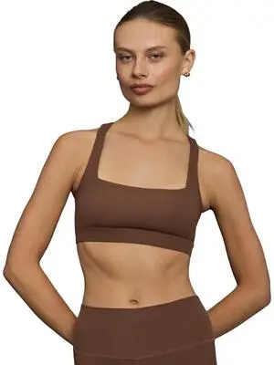 Carbon38 Racerback Bra In Ribbed Melt Cocoa Brown
