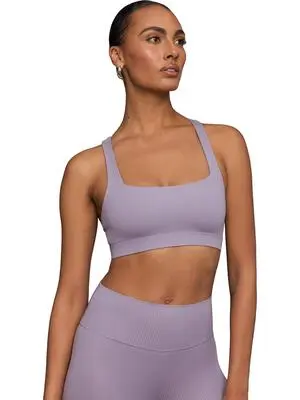 Carbon38 Racerback Bra In Ribbed Melt - Lavender Grey