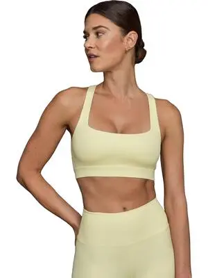 Carbon38 Racerback Bra In Ribbed Melt - Pastel Yellow