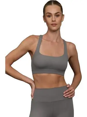 Carbon38 Racerback Bra In Ribbed Melt - Steel Grey