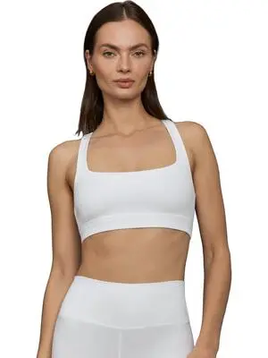 Carbon38 Racerback Bra In Ribbed Melt - White