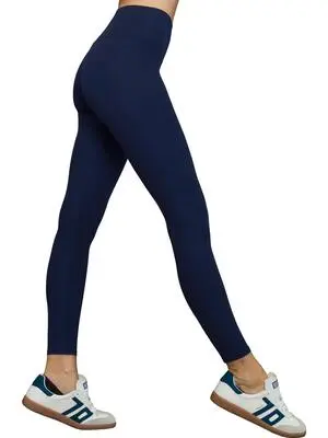 Carbon38 High Rise Legging In Ribbed Melt - True Navy