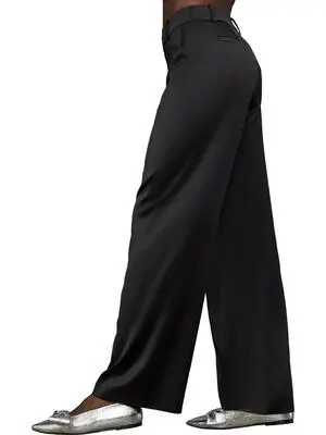 Carbon38 Satin Straight Leg Pant - Black