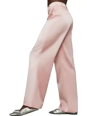 Carbon38 Satin Straight Leg Pant - Blush