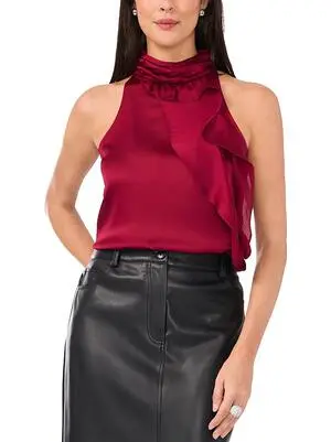 Vince Camuto Shirred Satin Tank Deep Sangria