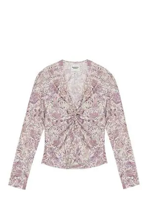 MARANT ETOILE Zekia Printed Top - Ecru/purple