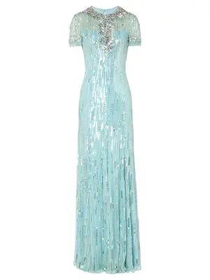 Jenny Packham Nova Embellished Maxi Dress - Blue