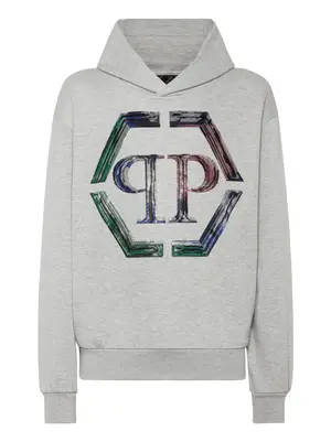 Philipp Plein Strass Hexagon Hoodie - Grey