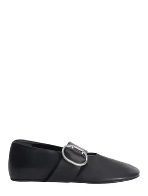 JIL SANDER Leather Ballerina Shoes - Black