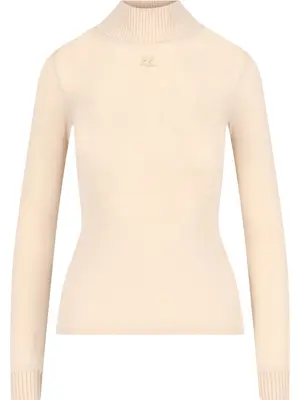 COURREGES Logo-patch Roll-neck Top - Pink