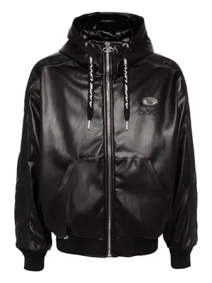 AAPE BY *A BATHING APE® Faux-leather Hooded Jacket - Black
