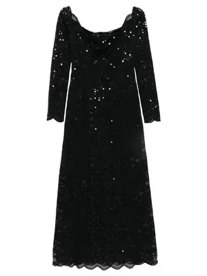 Rabanne Sequin-embroidered Lace Maxi Dress - Black