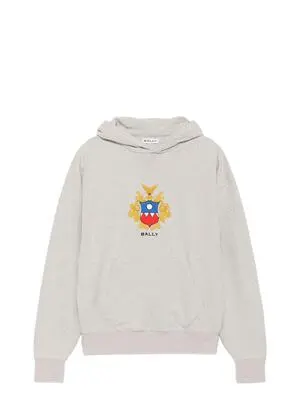 Bally Crest-logo Cotton Hoodie - Grey