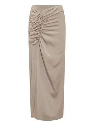 THE MANNEI Draped Long Skirt - Neutrals