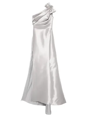 Amsale Mikado Draped Bodice Gown - Grey