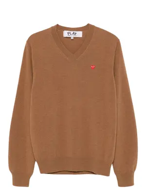 Play Comme Des Garcon Comme Des Garçons Play Heart-patch Jumper Brown