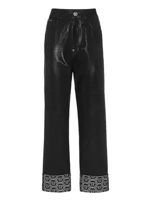 Philipp Plein Monogram-pattern Trousers - Black