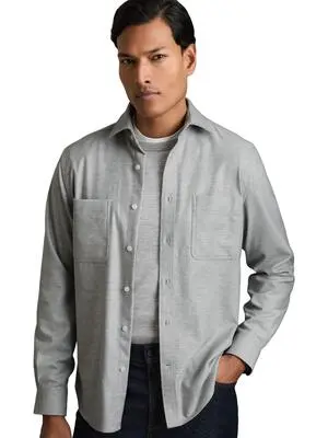 REISS Crawford Twin-pocket Button-through Overshirt - Soft Grey Melange