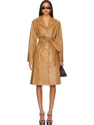Superdown Viktoria Faux Leather Coat - Camel